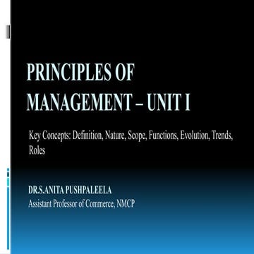 Principles of management – UNIT 1 - TANSCHE | PPTX