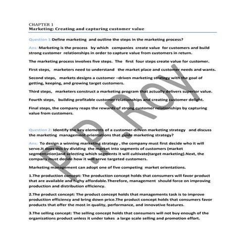 Principles of marketing chapter 1 theory | PDF