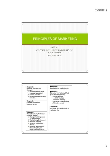 Principles of Marketing Chapter 1 | PPT