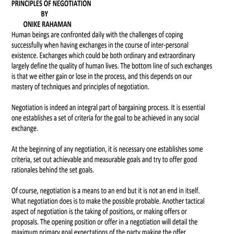 Principles of negotiation | PPT