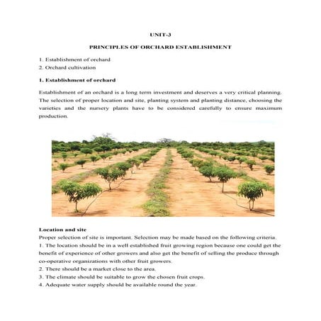 Principles of orchard establishment | PDF