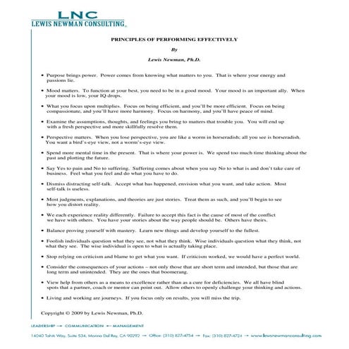 Principles Of Performing Effectively | PDF