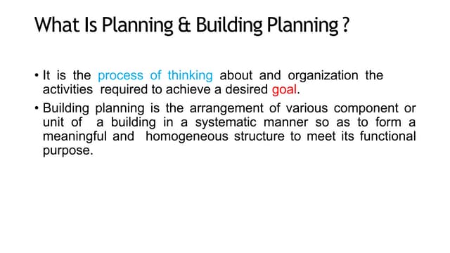 Principles of building planning | PPTX