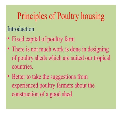 Principles Of Poultry Housing And Housing System Pptx