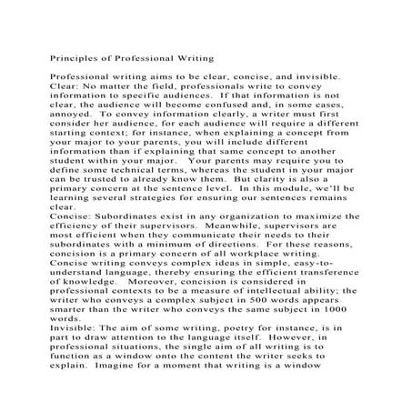 Principles of Professional WritingProfessional writing aims to.docx