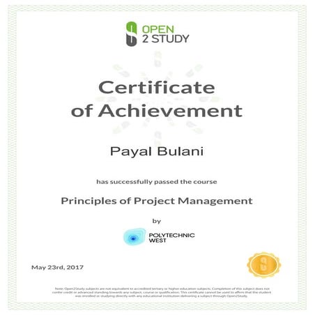 Principles of Project Management Certificate | PDF
