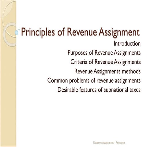 Principles of Revenue Assignment | PDF