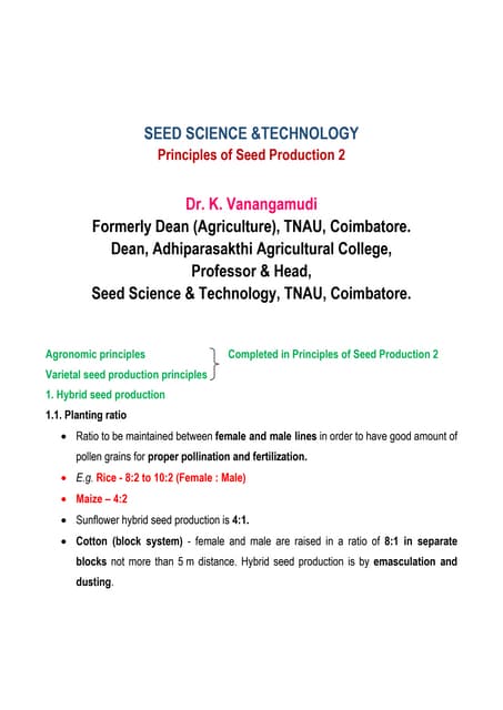 Hybrid seed production of rice | PPTX | Agriculture | Industries