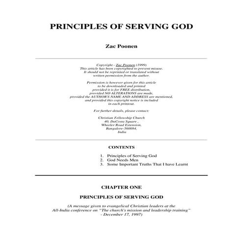 Principles of Serving God | PDF