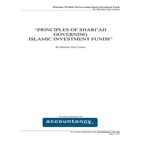 Principles of shari’ah governing islam investment funds | PDF | Stocks ...