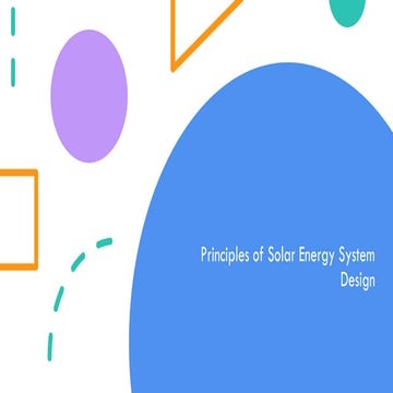 Principles of Solar Energy Design for home resedental | PPTX