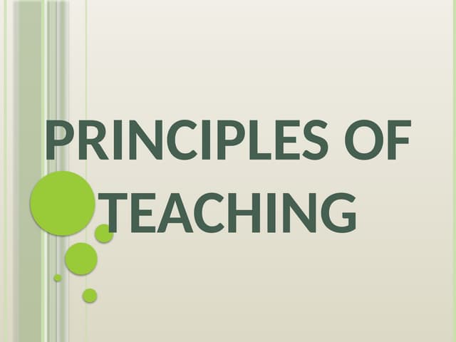 Principles of teaching | PPTX | Professional School | Postgraduate ...