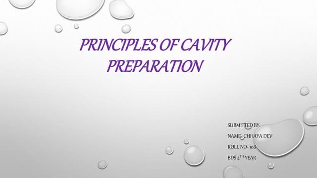 Fundamentals in tooth preparation (conservative dentistry) | PPTX