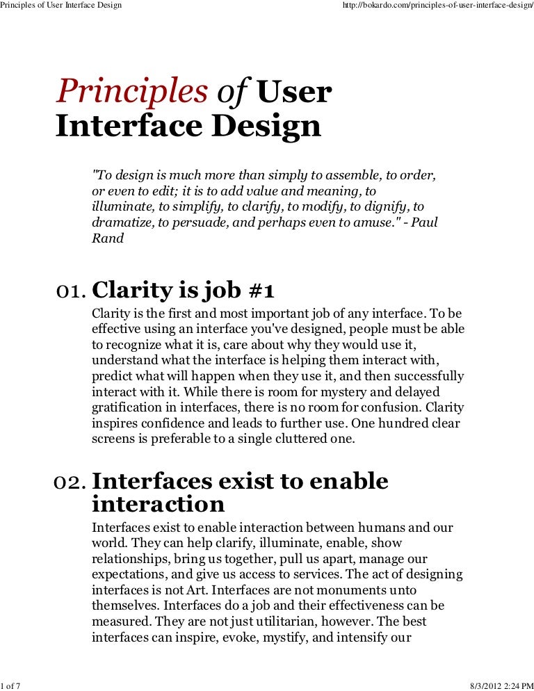 Principles of user interface design
