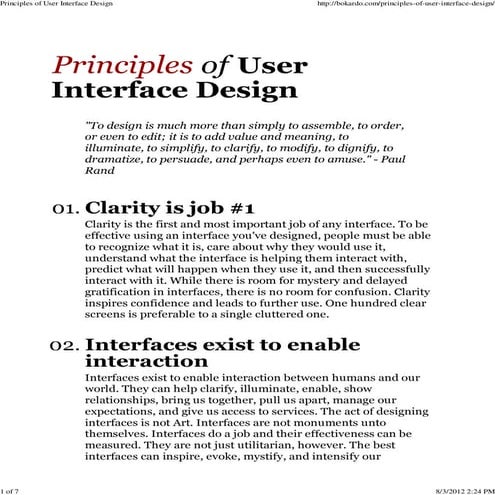 Principles of user interface design | PDF