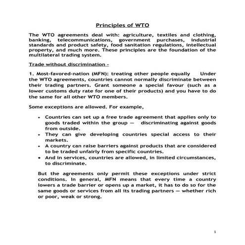 Principles of wto | DOC