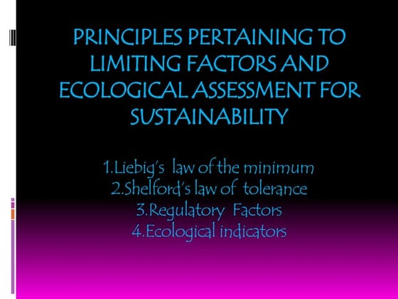 Laws of limiting factors | PPTX | Geography | Science