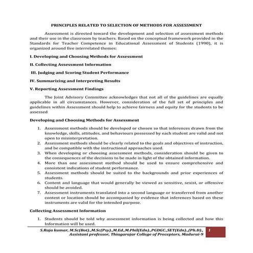 Principles Related To Selection Of Methods For Assessment 2 Pdf