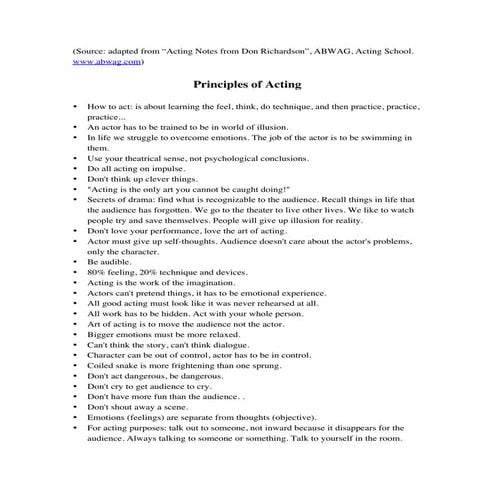 Priniciples of acting | PDF