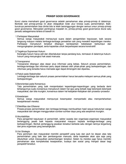 Good governance (tata pemerintahan yang baik) | PPT
