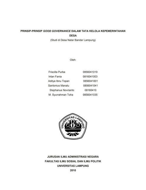 Good governance (tata pemerintahan yang baik) | PPT