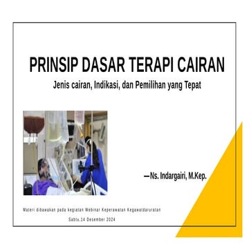 Prinsip Dasar Terapi Cairan pada pasien. ppt | PPTX
