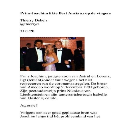 Prins Joachim tikte Bert Anciaux op de vingers | PDF