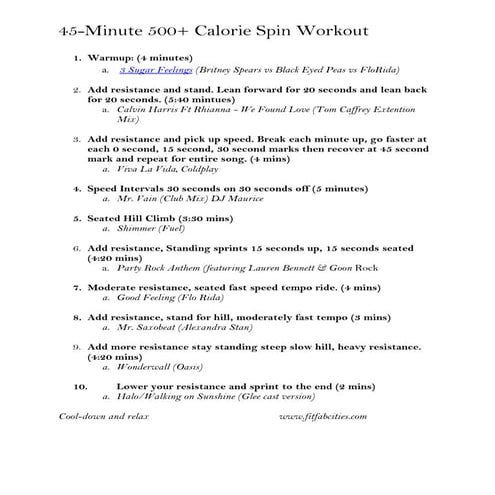 Printable 500-calorie-spin-workout-1 | PDF