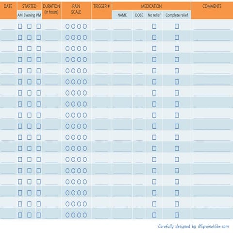 Printable migraine journal by migrainevibe.com