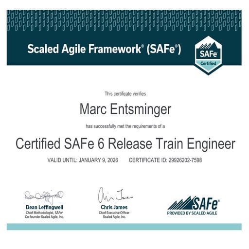 Certified SAFe 6 Release Train Engineer. | PDF