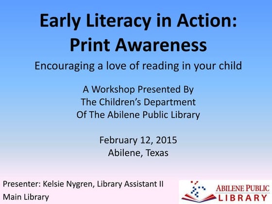 Early Literacy in Action: Vocabulary | PPTX