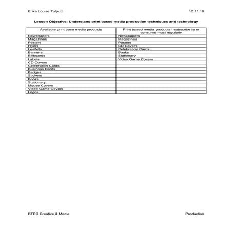 Print Based Media Products | PDF