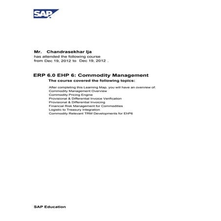 SAP Commodities | PDF