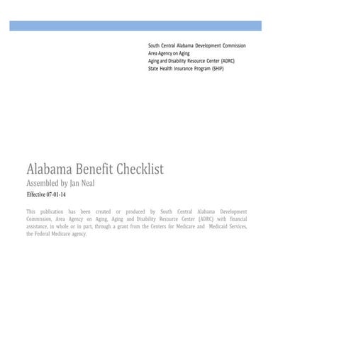 2014 SCADC Alabama Benefit Checklist (effective 07-01-14) | PPT