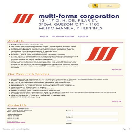 Printing services multi-forms corporation | PDF