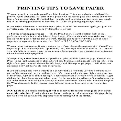 Printing tips for saving paper | PDF