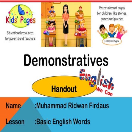 Demonstrative pronoun adalah kata ganti penunjuk.ppt