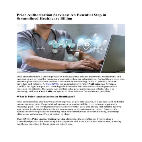 Prior Authorization Services: An Essential Step in Streamlined Healthcare Billing | PDF