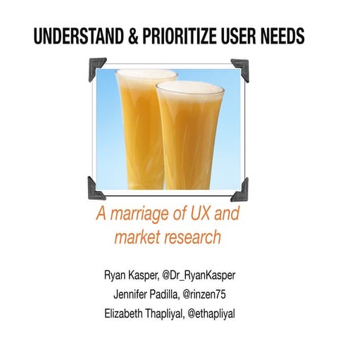 Understand and prioritize user needs: A marriage of UX and market ...
