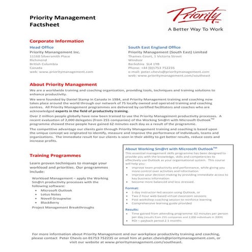 Priority Management Factsheet | PDF