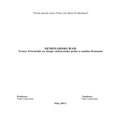 Prirucnik za slanje elektronske poste u malim firmama | DOC