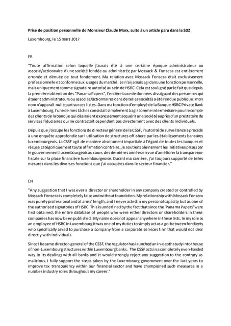 Télégramme de condoléances du Luxembourg | PDF