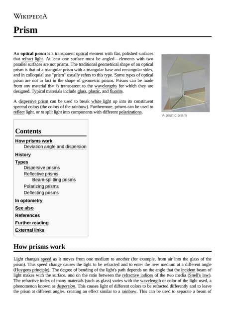 Class 12 Project PRISM AND NATURE OF LIGHT | DOCX