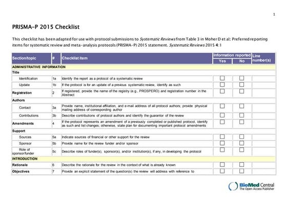 checklist prisma for systematic review and metanalysis | PPT