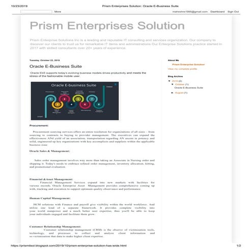 Prism enterprises solution oracle e business suite | PDF