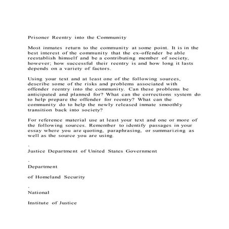 Prisoner Reentry into the CommunityMost inmates return to th | PDF