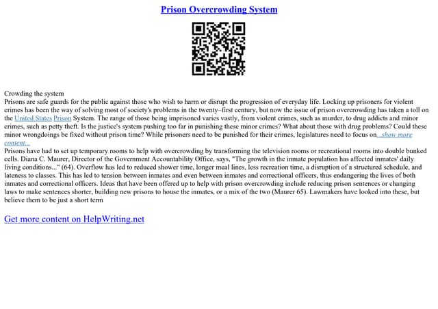 Prison Overcrowding System Ppt