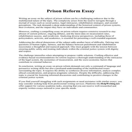 Prison Reform Essay. California Institute of Arts & Technology | PDF ...