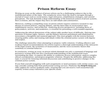 Prison Reform Essay | PDF