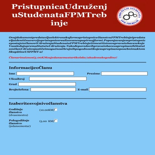 Pristupnica u članstvo usfpmt | DOCX